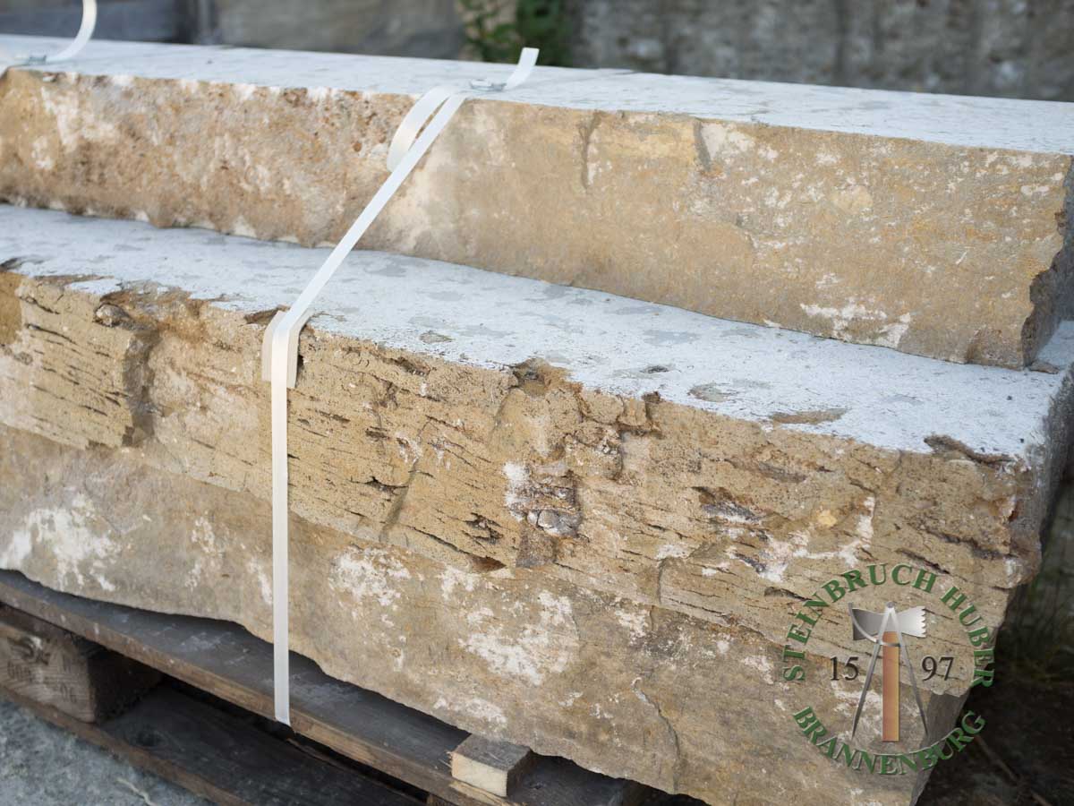 Muschelkalk Blockstufe gespalten 60-120 cm Blockstufen grau braun, 35 cm tief 15 cm hoch